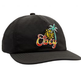 Obey Tropical 5 Panel Nylon Snapback Cap - Black